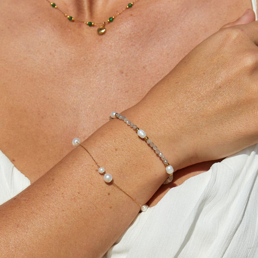 Pearl Bracelet – Gold Bracelet – Astra Moon Pearl Bracelet – NAVALLI
